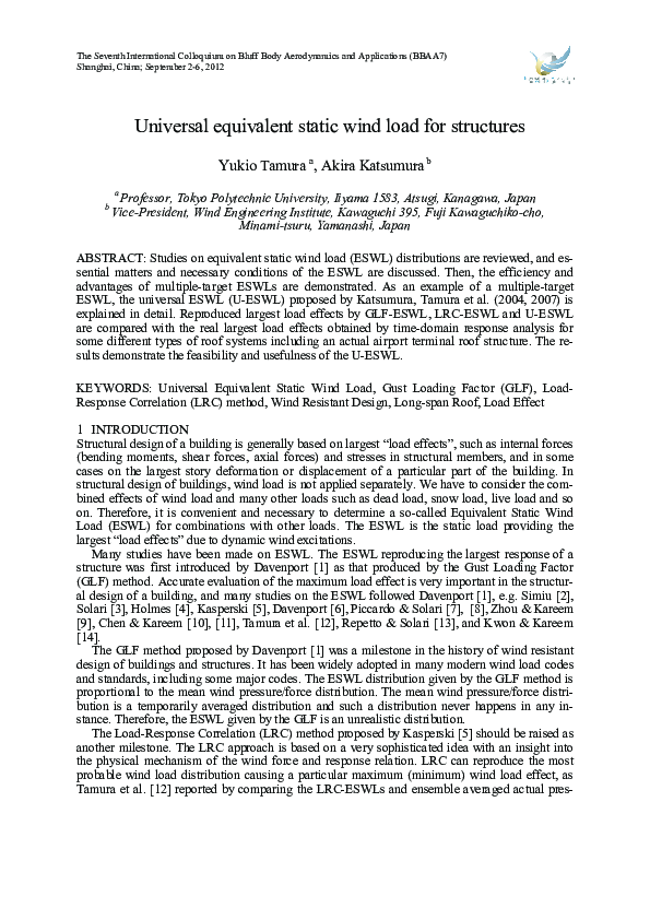 (PDF) Universal equivalent static wind load for structures