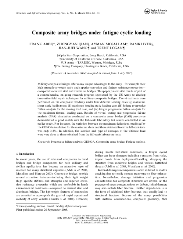 (PDF) Composite army bridges under fatigue cyclic loading