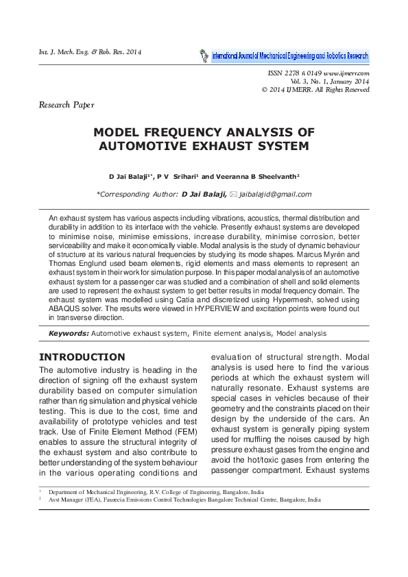 (PDF) Model Frequency Analysis of Automotive Exhaust System