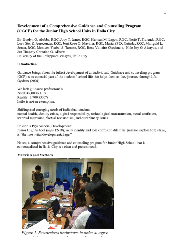 (DOC) Development of a Comprehensive Guidance and Counseling Program ...