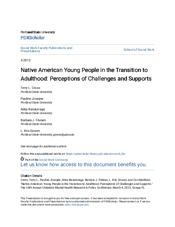 (PDF) Native American Young People in the Transition to Adulthood ...