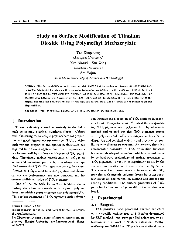 (PDF) Study on surface modification of titanium dioxide using ...