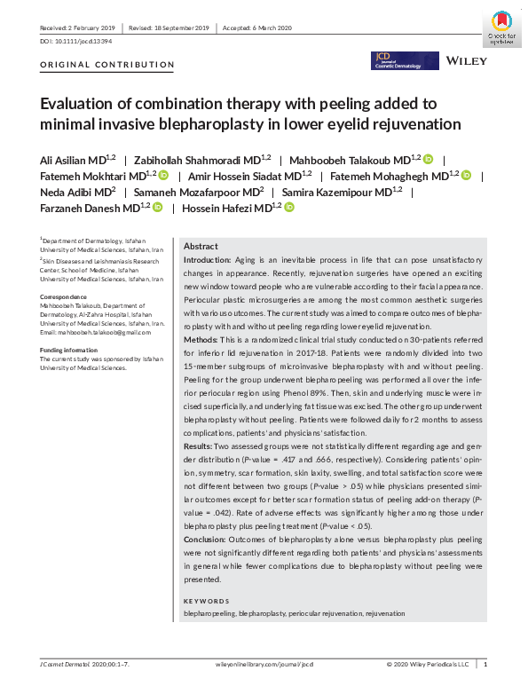 (PDF) Evaluation of combination therapy with peeling added to minimal ...