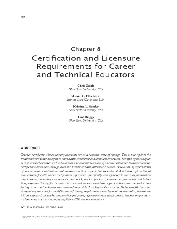 (PDF) Certification and Licensure Requirements for Career and Technical ...