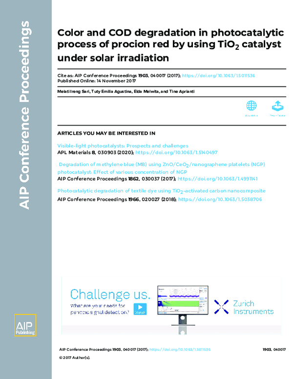 (PDF) Color and COD degradation in photocatalytic process of procion ...