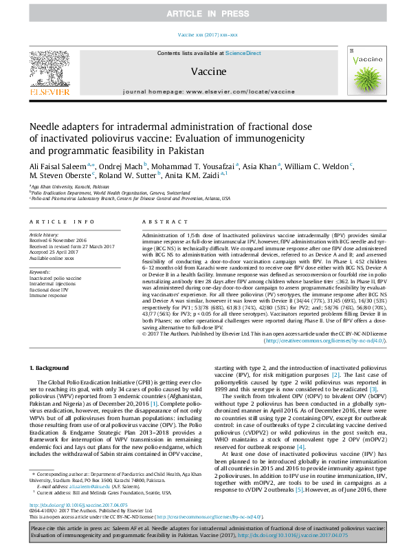 (PDF) Needle adapters for intradermal administration of fractional dose ...