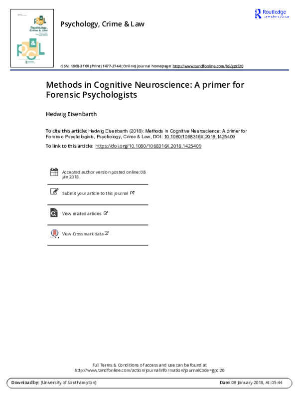 (PDF) Methods in Cognitive Neuroscience: A primer for Forensic ...