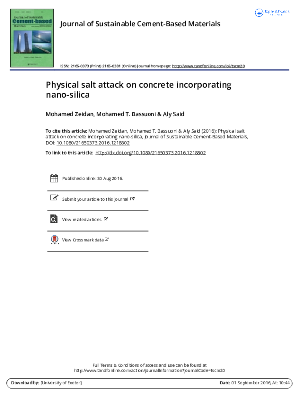 (PDF) Physical salt attack on concrete incorporating nano-silica