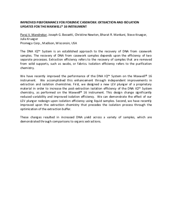 (PDF) Improved performance for forensic casework: Extraction and ...