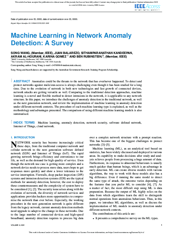 Pdf Machine Learning In Network Anomaly Detection A Survey