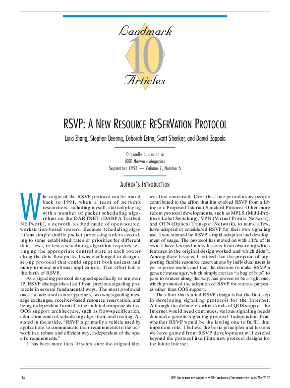 Pdf Rsvp A New Resource Reservation Protocol