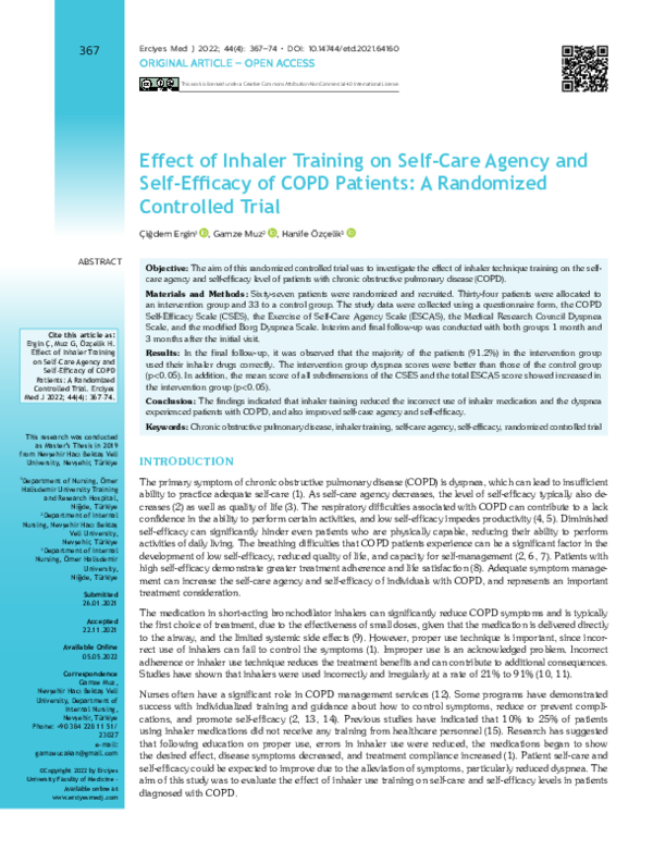 (PDF) Ergin Ç, Muz G, Özçelik H. Effect of Inhaler Training on Self ...