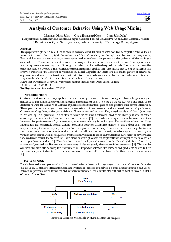 Pdf Analysis Of Customer Behavior Using Web Usage Mining