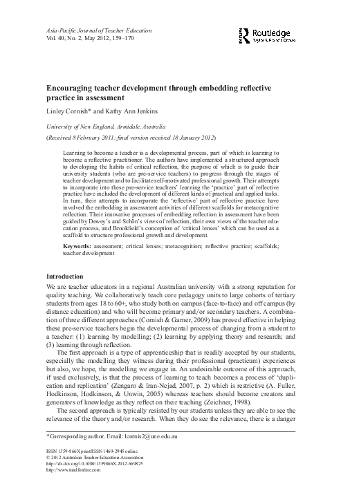 (PDF) Encouraging teacher development through embedding reflective practice in assessment