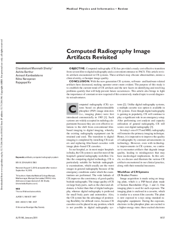 (PDF) Computed Radiography Image Artifacts Revisited | ASHITA BARTHUR ...