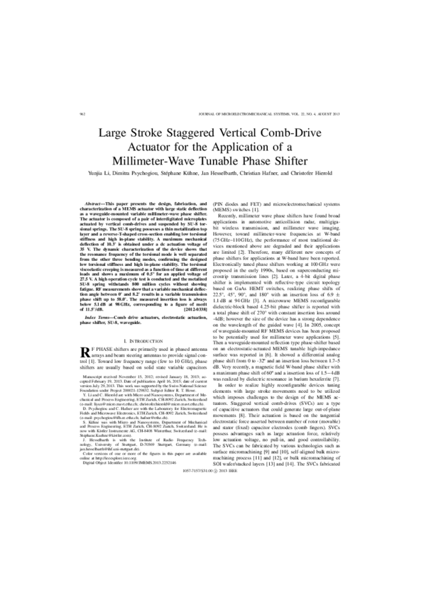 (PDF) Large Stroke Staggered Vertical Comb-Drive Actuator for the ...