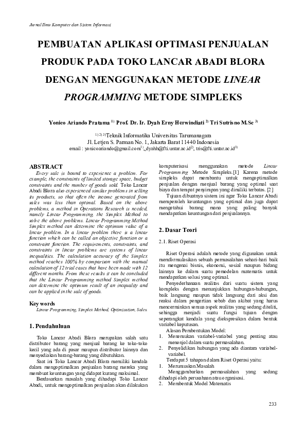 (PDF) Pembuatan Aplikasi Optimasi Penjualan Produk Pada Toko Lancar Abadi Blora Dengan ...