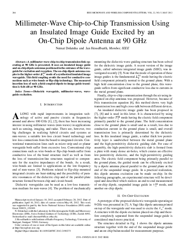 (PDF) Millimeter-Wave Chip-to-Chip Transmission Using an Insulated ...
