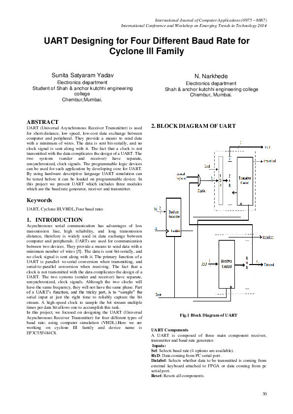 (PDF) UART Designing for Four Different Baud Rate for Cyclone III Family