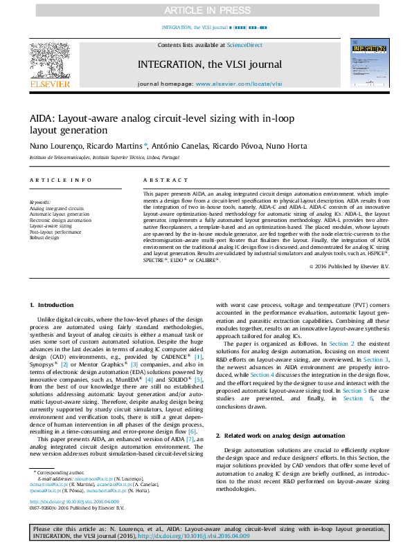 Pdf Aida Automated Layout Aware Ic Sizing