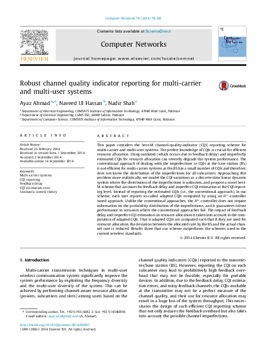 (PDF) Robust channel quality indicator reporting for multi-carrier and ...