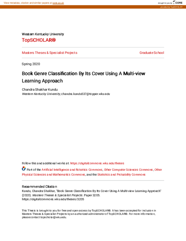(PDF) Book Genre Classification By Its Cover Using A Multi-view Learning Approach