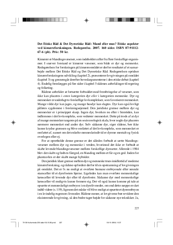 (PDF) Det Etiske Råd & Det Dyreetiske Råd: Mand eller mus? Etiske ...