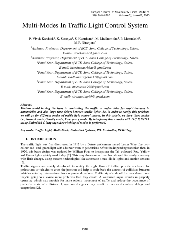 (PDF) Multi-Modes In Traffic Light Control System
