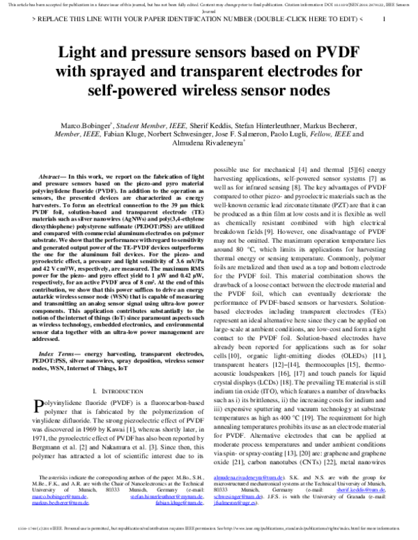 (PDF) Light and pressure sensors based on PVDF with sprayed and ...