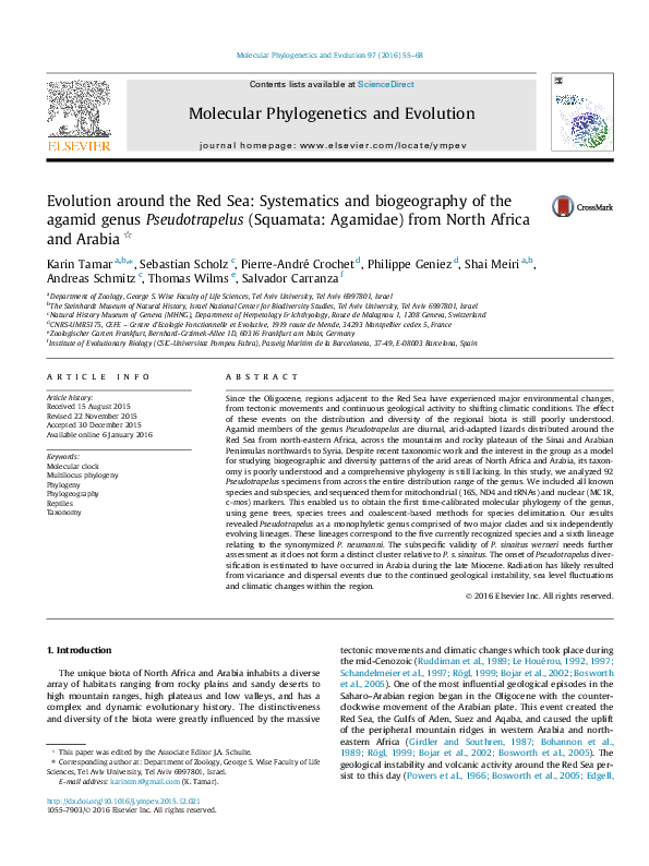 (PDF) Evolution around the Red Sea: Systematics and biogeography of the ...