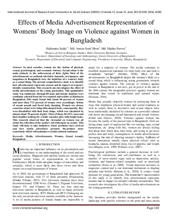 (PDF) Effects of Media Advertisement Representation of Womens' Body ...