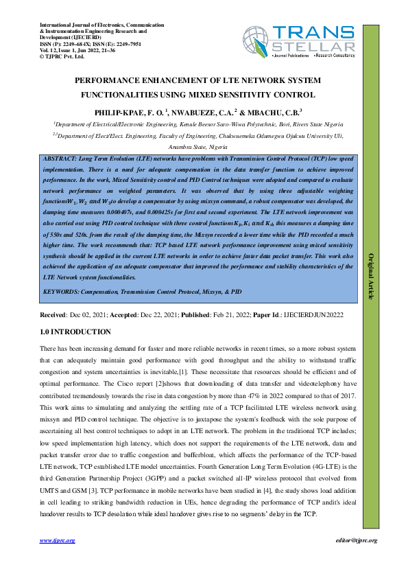 Pdf Performance Enhancement Of Lte Network System Functionalities