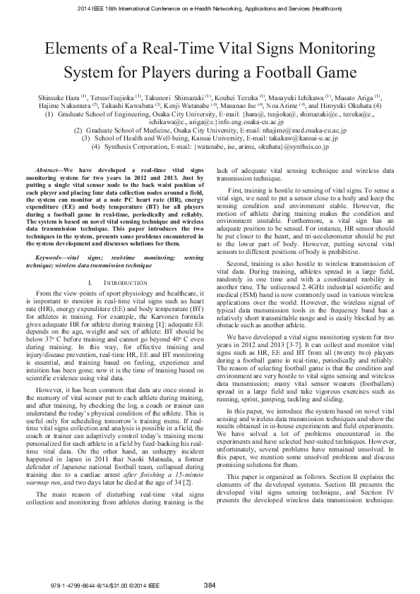 (PDF) Elements of a real-time vital signs monitoring system for players ...
