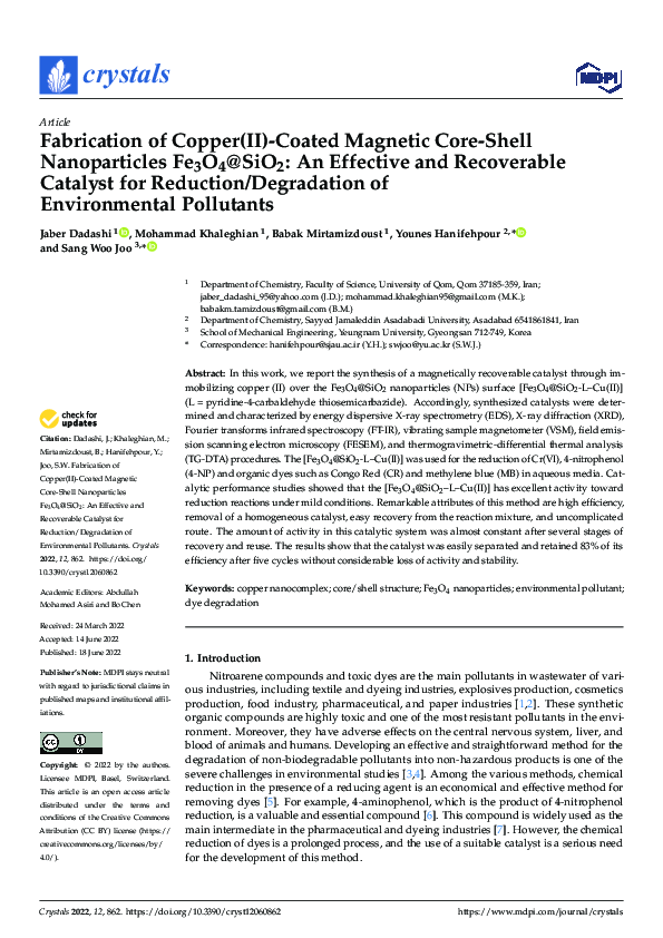(PDF) Fabrication of Copper(II)-Coated Magnetic Core-Shell ...