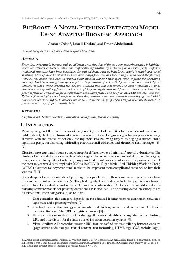 (PDF) PhiBoost- A novel phishing detection model Using Adaptive Boosting approach