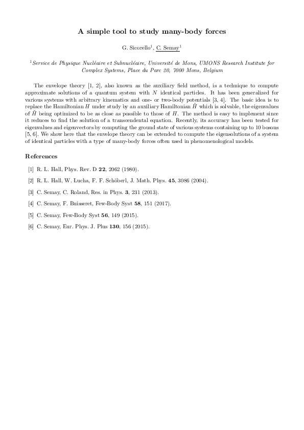 (PDF) A Simple Tool to Study Many-Body Forces