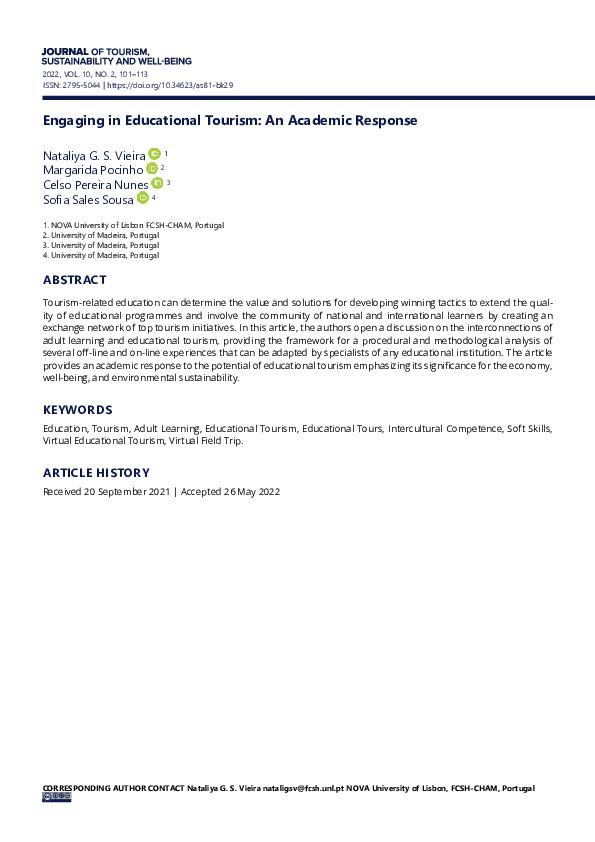 (PDF) Engaging in Educational Tourism: An Academic Response