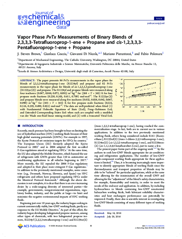 (PDF) Vapor Phase PvTx Measurements of Binary Blends of 2,3,3,3 ...