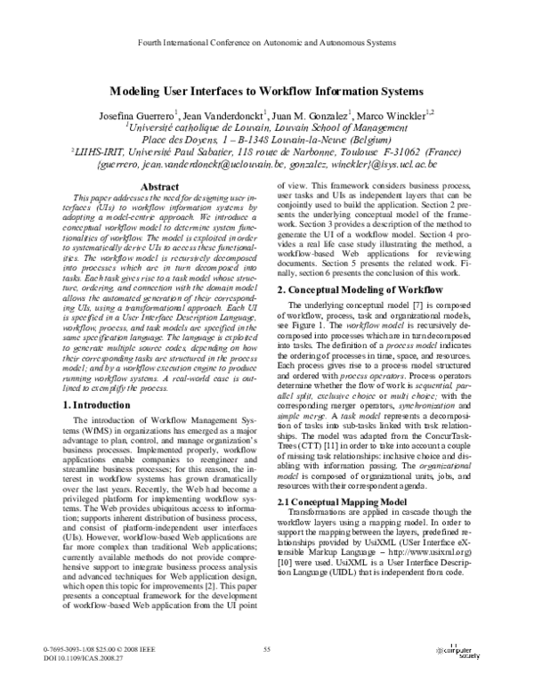 (PDF) Modeling User Interfaces to Workflow Information Systems