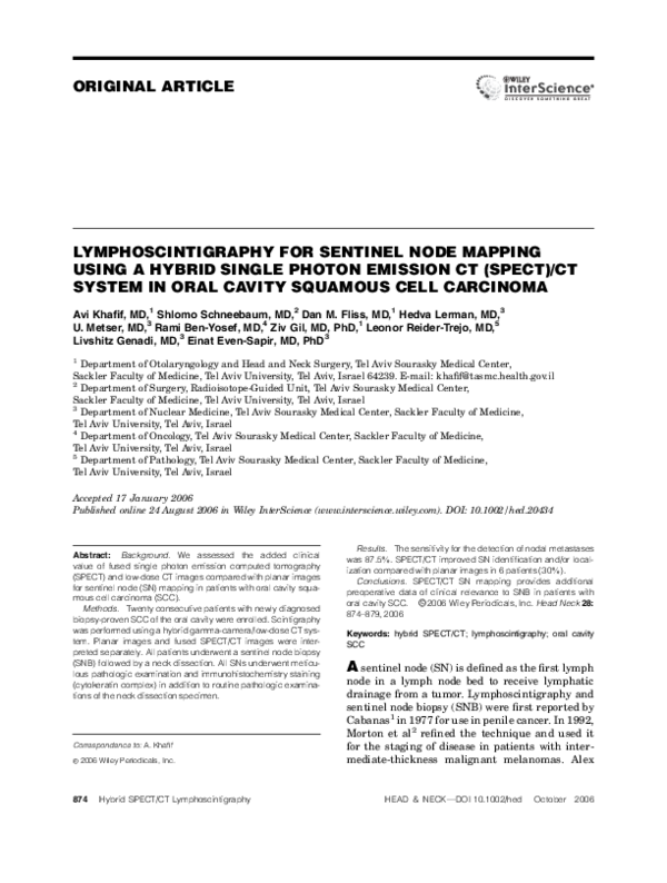 (PDF) Lymphoscintigraphy for sentinel node mapping using a hybrid ...