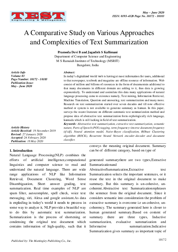 (PDF) A Comparative Study on Various Approaches and Complexities of ...