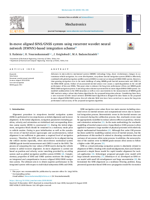 Pdf In Move Aligned Sinsgnss System Using Recurrent Wavelet Neural Network Rwnn Based