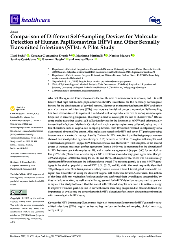(PDF) Comparison of Different Self-Sampling Devices for Molecular ...