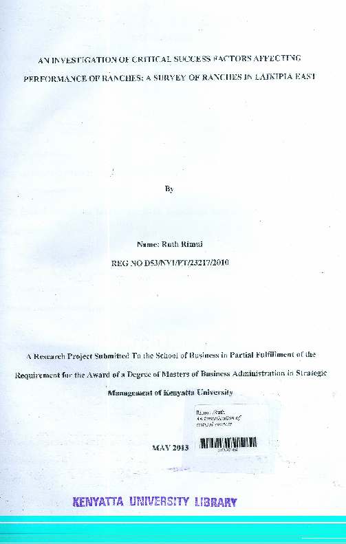 (PDF) An Investigation of Critical Success Factors Affecting Performance of Ranches; A survey of ...