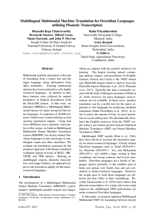 (PDF) Multilingual Multimodal Machine Translation for Dravidian ...
