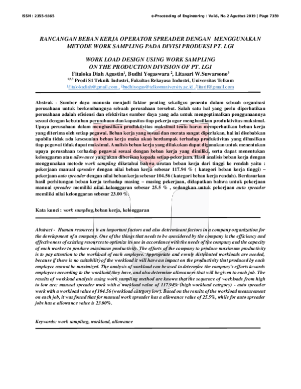 (PDF) Rancangan Beban Kerja Operator Spreader Dengan Menggunakan Metode ...