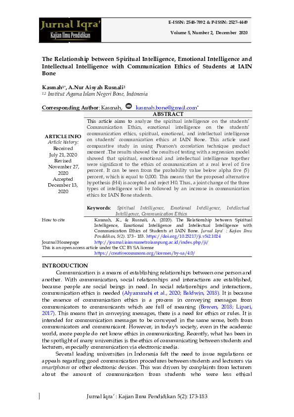 (PDF) The Relationship between Spiritual Intelligence, Emotional Intelligence and Intellectual ...