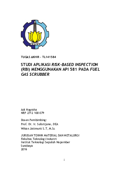 (PDF) Studi Aplikasi Risk-Based Inspection (RBI) menggunakan API 581 ...