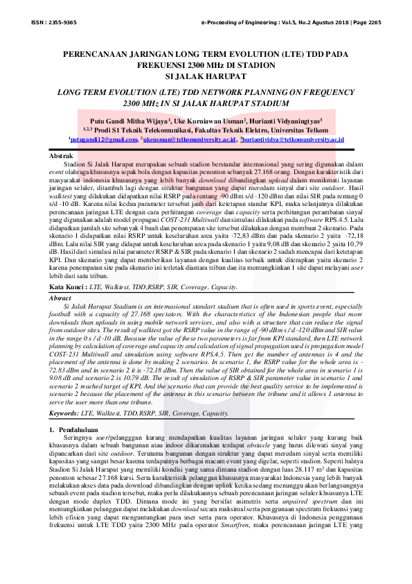 (PDF) Perencanaan Jaringan Long Term Evolution (lte) Tdd Pada Frekuensi ...