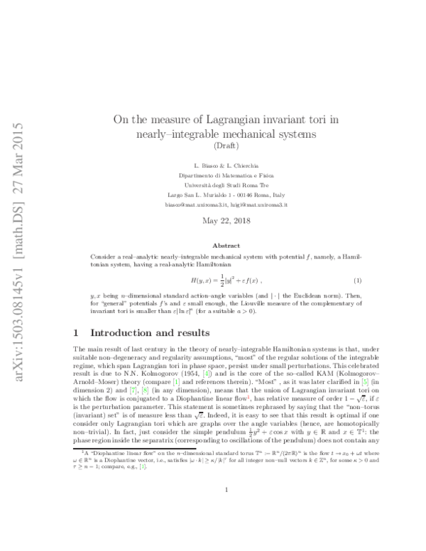 (PDF) Measuring Invariant Tori in Mechanical Systems